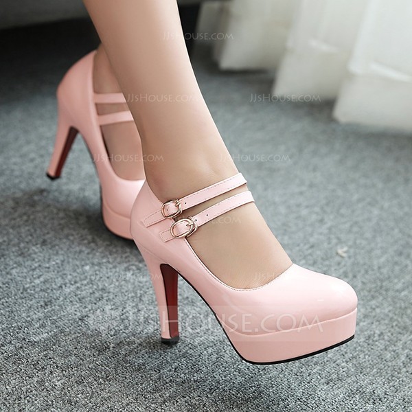 Women's Leatherette Stiletto Heel Closed Toe Platform Pumps With Buckle ...