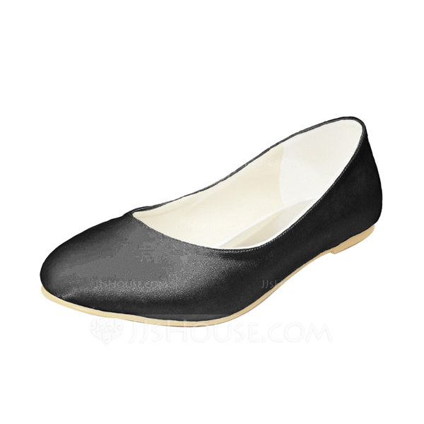 Women's Satin Flat Heel Closed Toe Flats (047115953) - JJ's House